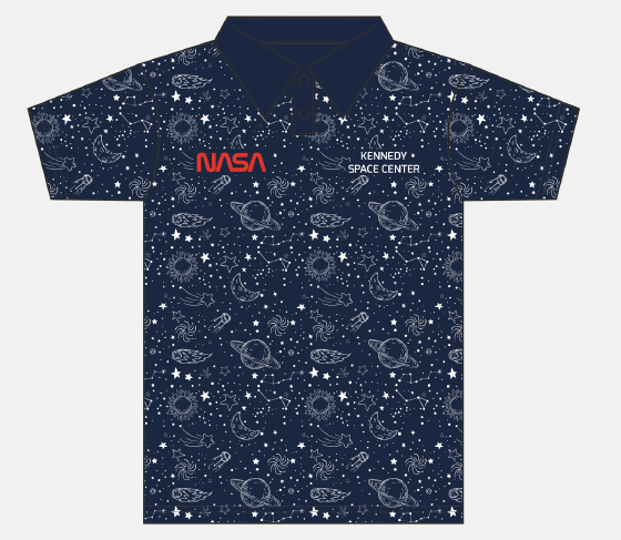 NASA Worm With Kennedy Space Center Repeating Planets Polo – myNASAstore